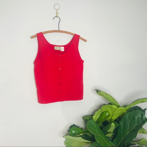 Vintage | Tops | Vintage Retro 9s Sweater Button Up Crop Tank | Poshmark